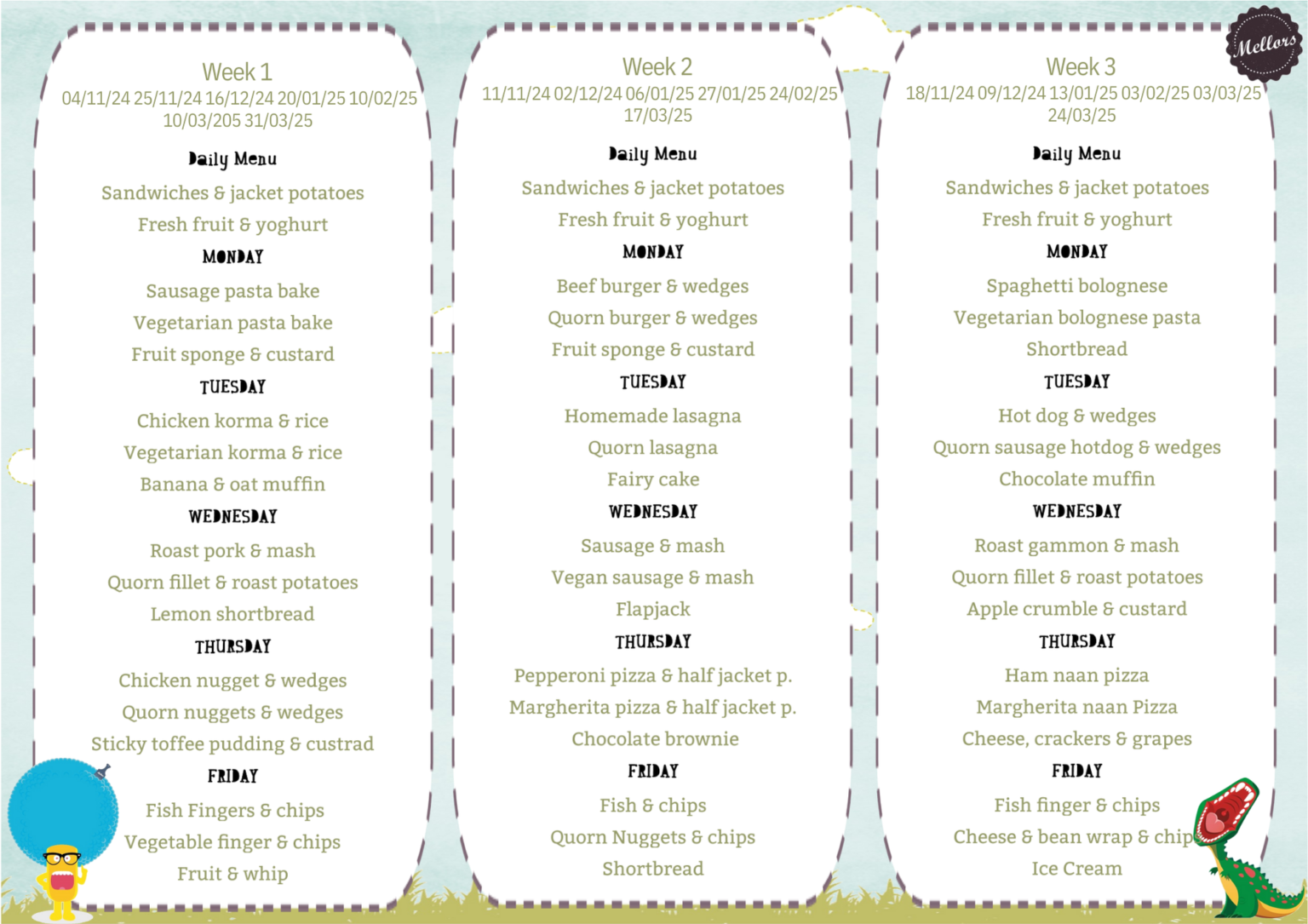 Dinner Menus – New Whittington Primary